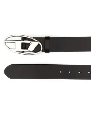 DIESEL® Leather Belt With Oval Buckle