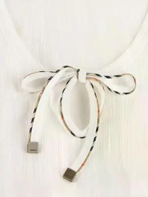 Burberry Ribbed-knit Tie-fastening Top - Neutrals