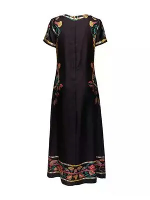La DoubleJ Graphic-print Silk Midi Dress - Black
