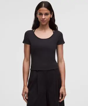 Lululemon Hold Tight Micro-rib Cropped T-shirt - Black