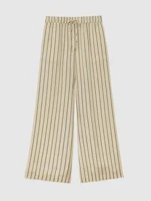 REISS Minnie Lyocell Striped Wide-leg Trousers