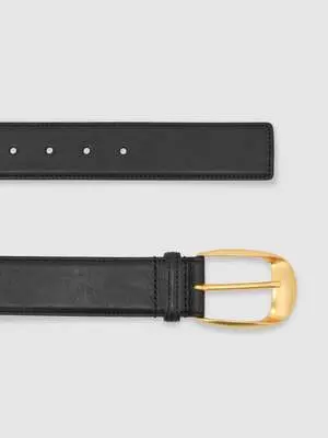 REISS Sammy Leather Rounded-buckle Belt - Black