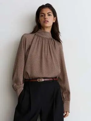 REISS Iris Slim Leather Half-keeper Belt - Tan