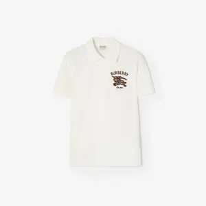 Burberry Knight Check Cotton Polo Shirt - Chalk White
