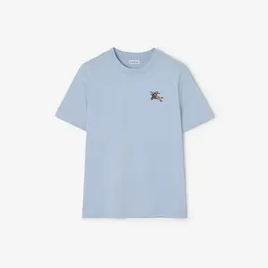 Burberry Burberry Knight Check Cotton T-Shirt Sunbleached Blue