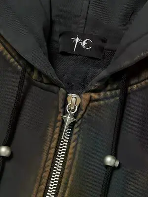 THUG CLUB Distressed Zip-fastening Hoodie