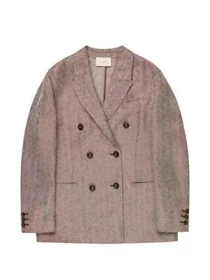 SLOWEAR Double-breasted Herringbone Blazer