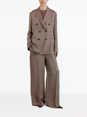 SLOWEAR Double-breasted Herringbone Blazer