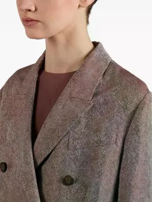 SLOWEAR Double-breasted Herringbone Blazer