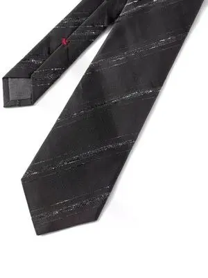 Brunello Cucinelli Slubbed Stripes Silk And Cotton Neck Tie