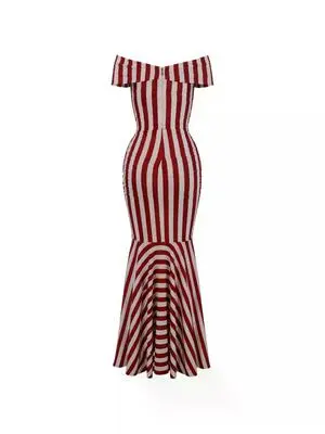 Dolce & Gabbana Striped Ruched Maxi Dress
