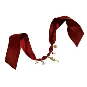 TASH AND LEY Jackie Silk Charm Necklace - Red