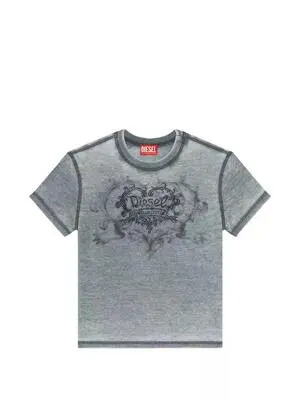 DIESEL® Rhinestone Embellished Burnout Effect T-shirt - Grey
