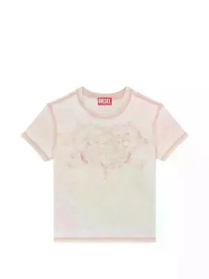 DIESEL® Rhinestone Embellished Burnout Effect T-shirt - Neutrals