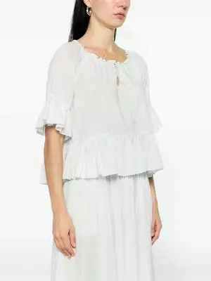 SUSANNE BOMMER Ruffled Blouse With Keyhole Neckline