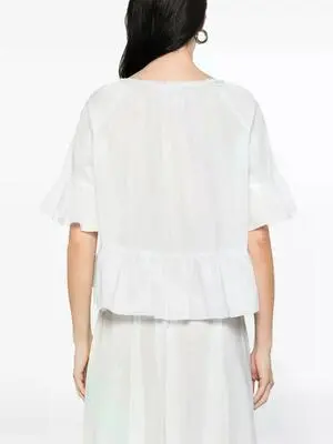 SUSANNE BOMMER Ruffled Blouse With Keyhole Neckline