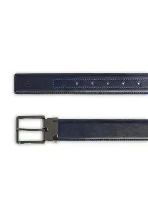 PIQUADRO Contrast Stitch Leather Belt - Blue