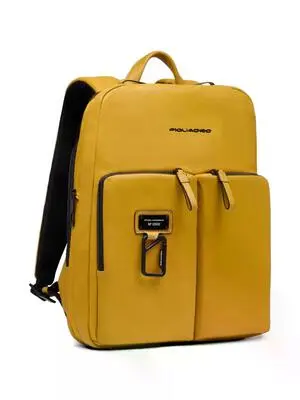 PIQUADRO Expandable Leather Backpack - Yellow
