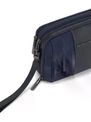 PIQUADRO Logo-plaque Panelled Clutch Bag