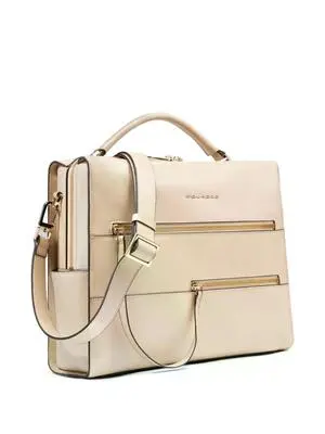 PIQUADRO Leather Laptop Bag - Neutrals