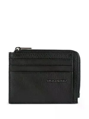 PIQUADRO Grained Leather Coin Purse - Black