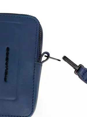 PIQUADRO Leather Clutch Bag With Wrist Strap