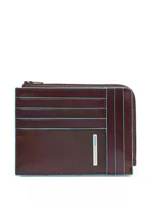 PIQUADRO Zipped Leather Card Holder - Brown