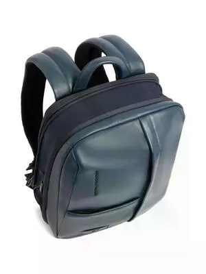 PIQUADRO Expandable Leather Backpack - Blue