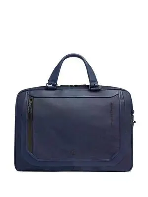 PIQUADRO Leather Trimmed Laptop Bag - Blue