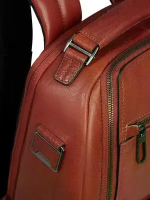 PIQUADRO Grained Leather Backpack - Red
