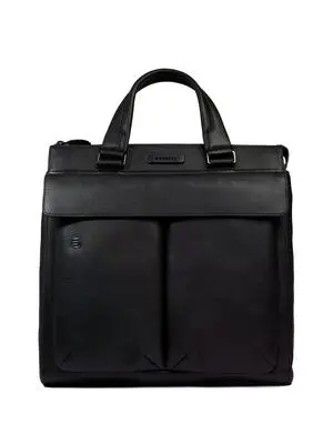 PIQUADRO Grained Leather Tote Bag - Black