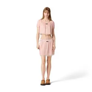 Miu Miu Chiffon Mini Skirt With Scalloped Waistband