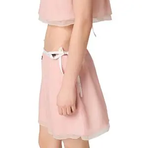 Miu Miu Chiffon Mini Skirt With Scalloped Waistband