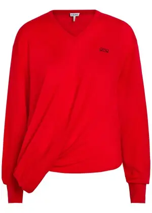 Loewe Draped Wool-blend V-neck Jumper