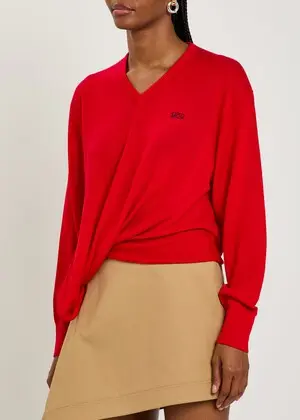 Loewe Draped Wool-blend V-neck Jumper