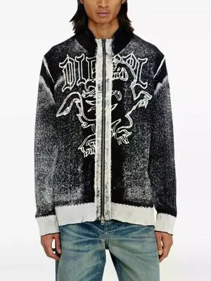 DIESEL® Graphic Print Zip-up Cardigan