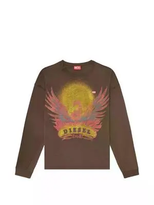 DIESEL® Graphic-print Long-sleeve T-shirt - Brown