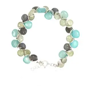 LORI KAPLAN DESIGN Stone And Sterling Silver Bracelet - Blue/green/silver