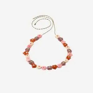 SORBET ISLAND Heart Shaped Glass Bead Necklace - Red