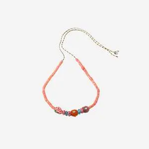 SORBET ISLAND Beaded Necklace With Charm Detail - Red