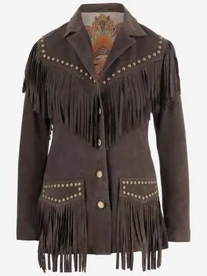 UNCOMMON Suede Fringed Jacket With Stud Details