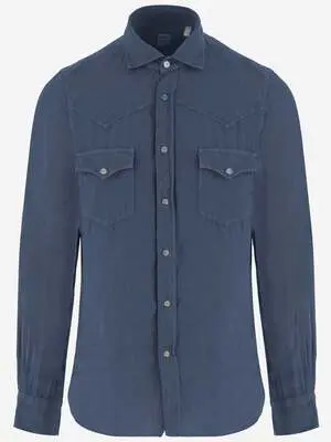 FINAMORE 1925 Linen Shirt - Blue