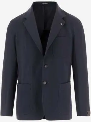 Tagliatore Single-breasted Stretch Wool Jacket - Blue