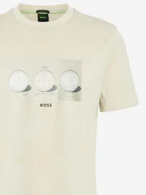 Hugo Boss Printed Cotton T Shirt - Beige
