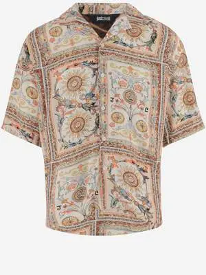 Just Cavalli Viscose Shirt With All Over Print - Red