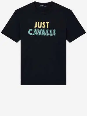 Just Cavalli Cotton T Shirt With Logo - Black