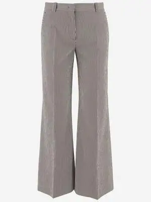 QL2 DONNA Striped Stretch Cotton Blend Pants