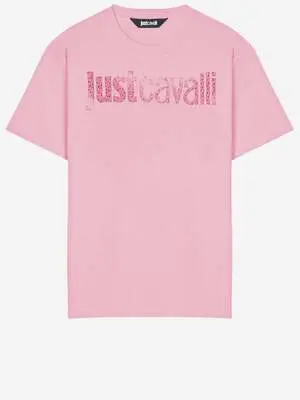 Just Cavalli Cotton T-shirt With Logo Detail - Rosa