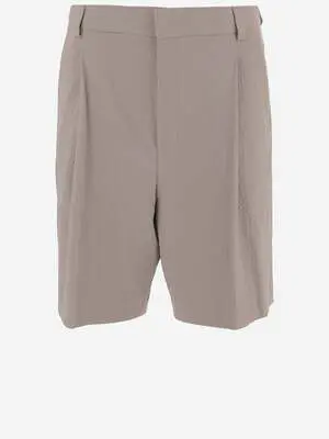 Hugo Boss Stretch Cotton Shorts With Pleats - Beige