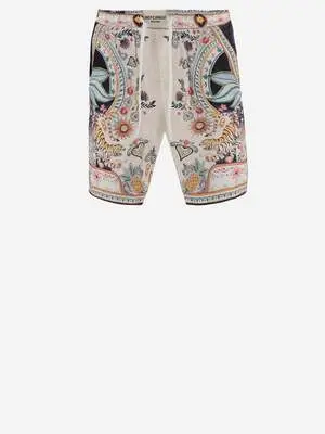Just Cavalli Printed Viscose Relaxed Fit Shorts - Red